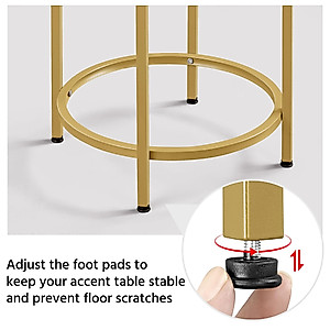 Yaheetech Gold Side Table Set of 2, Round End Tables Tall Nightstand Bedside Table Set w/Glass Top & Metal Frame for Living Room/Balcony/Bedroom/Small Space, Easy Assembly, Modern Style, Mustard Gold