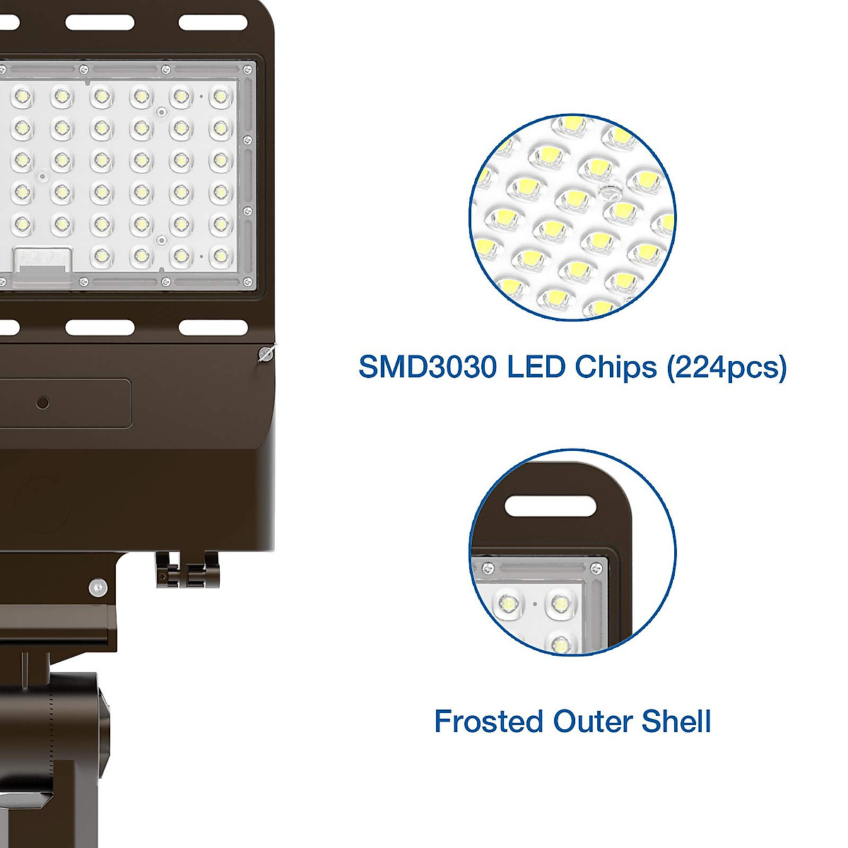 ABODONG LED Parking Lot Light 150W 21,000LM (140LM/W) 5700K LED Street Lights with Adjustable Slip fit Mount Dusk-to-Dawn Photocell Sensor IP66 Outdoor Commercial UL & DLC Certified