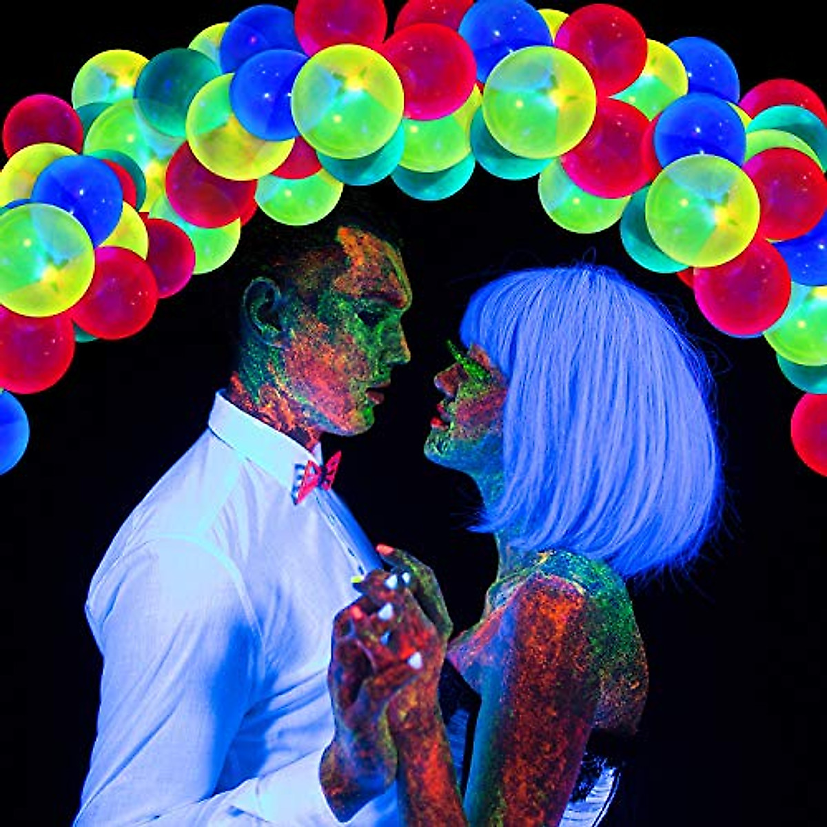 Neon Glow Party Balloons Glow in the Dark Balloons 12 Inch UV Latex Blacklight Balloons for Fluorescent Party Supply (60)