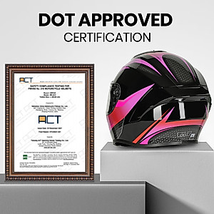 Favoto Full Face Motorcycle Helmet, DOT Approved Lightweight Helmet, Anti-Fog Film Included, cascos para motos for Adults Men Women, Purple