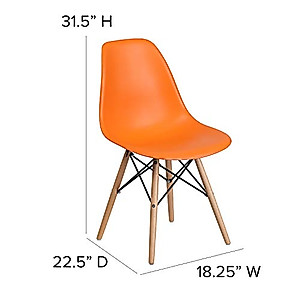 Flash Furniture Elon Series Orange Plastic Chair with Wooden Legs