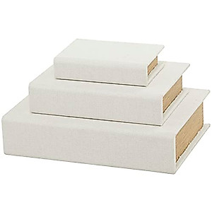 Deco 79 Modern Linen Rectangle Box, Set of 3 12", 9", 6"H, White