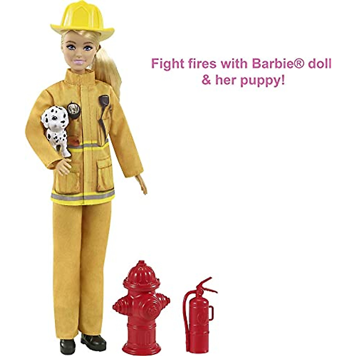 Barbie Careers Doll & Playset, Firefighter Playset with Blonde Fashion Doll, 1 Puppy Figure, Furniture & Accessories (Amazon Exclusive)