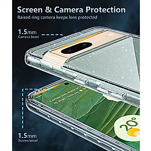 PUJUE for Google Pixel-7 Phone Case: Sparkly Clear Pixel 7 Silicone Protective Shockproof Cell Cover - Clear Cell Cases with Screen Protector - Full Protection Rubber Phone Cases