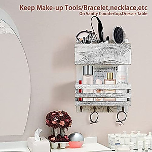 Hair Tool Organizer - Wooden Wall Mounted Hair Care Storage Solution with Multiple Compartments for Hair Blow Dryer, Straightener, Curling Iron,Makeup - Space Saving Hair Styling Tool Holder