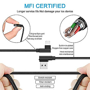 aceyoon 2 Pack MFi Certified Lightning Charger, 1ft Right Angle Lightning Cable Braided Dual L Shape iPad Charger Fast Charger USB Cable Compatible with iPhone 11/11 Pro/XS Max/XR/X/8/7/6, iPad