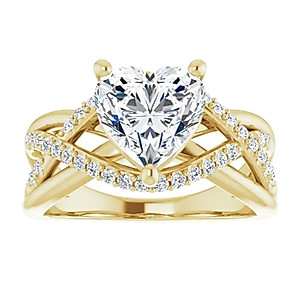 Handmade 18K Gold 2 CT Heart Cut VVS1 Colorless Moissanite Engagement Rings for Women Bridal Set Moissanite Wedding Rings for Gifts (Yellow Gold, 7.5)