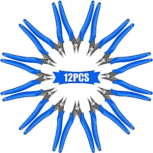 12 Pcs Flush Cutter Pliers Wire Cutters 4.92 Inch Diagonal Cutters Carbon Steel Cutting Pliers Wire Clippers Nippers for Electronic Wire Soft Copper Jewelry Making Screws Crafting DIY Projects (Blue)