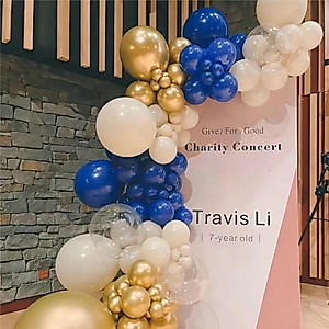 Royal Blue Balloons,150pcs 5inch Dark Blue Latex Balloons for Balloon Garland Arch Party Decorations, Like Birthday, Wedding, Baby Shower, Gender Reveal Decoration(2 Ribbons)