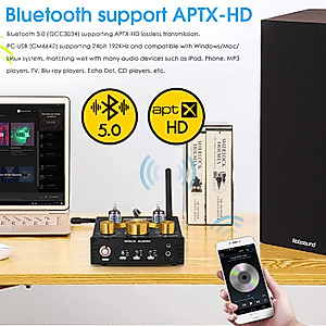 Douk Audio P1 Vacuum Tube Bluetooth Preamplifier, GE5654 Audio Preamp, Hi-Fi Headphone Amp, Stereo Wireless Receiver with USB DAC & APTX-HD for Home Theater Amplifier/Active Speaker