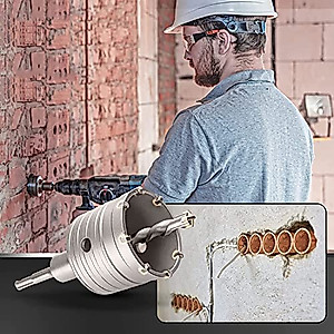 FF ERA 9PCS Concrete Hole Saw Kit - Tungsten Steel for SDS Plus and SDS MAX Shank - Masonry Wall Hole Opening Diamond Core Drill Bit - Hole Saw Set for Concrete Brick Cement Stone Tile Wall