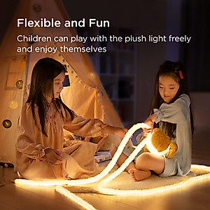 CECOCECO LED Night Light Rope Strip Neon Lights for Kids Bedroom 10ft Warm White Battery Adapter 12V Cute Portable Touch Decorations Plush 320 LEDs DIY Gifts for Women Girls Indoor Party Christmas
