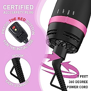 Nicebay Hair Dryer Brush Blow Dryer Brush in One, One Step Hair Dryer and Styler for Women, Negative Ion Blowout Brush Hair Volumizer, Oval Ceramic Barrel Hot Air Brush,Pink