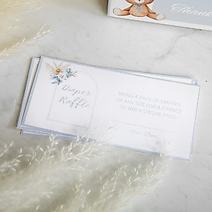 50 Pcs Diaper Raffle Tickets For Baby Shower With Diaper Raffle Box Used For Bear Blue Baby Shower Games Or Trendy Baby Shower Decorations Boy Diaper Raffle Box for Baby Shower and Diaper Raffle Cards