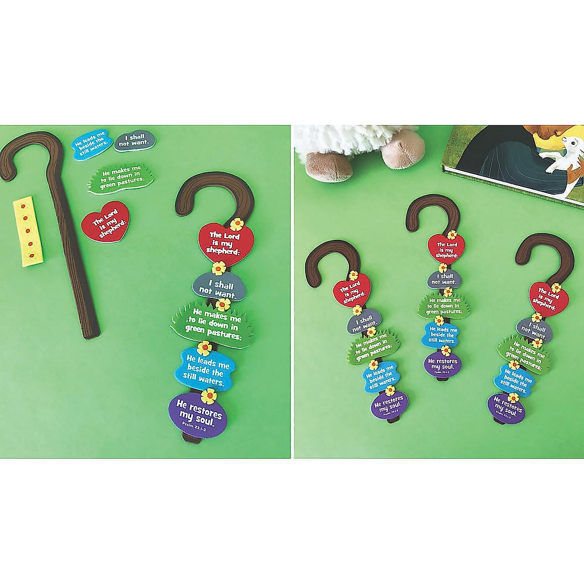 Fun Express Shepherds Staff with Verses of Psalm 23 Craft Kits - Makes 12 - Sunday School and VBS Crafts for Kids