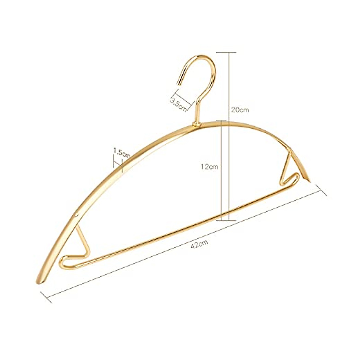 5PCS Clothes Hangers, No Shoulder Bumps Suit Hangers, No Mark Non-Slip Aluminum Alloy T-Shirt Hanger, Space Saving Rounded Hangers for Coat, Sweater, Jackets, Pants (2.0 cm, Gold)