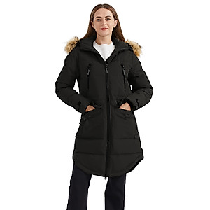 Orolay Women's Thickened Down Jacket Winter Warm Down Coat Black