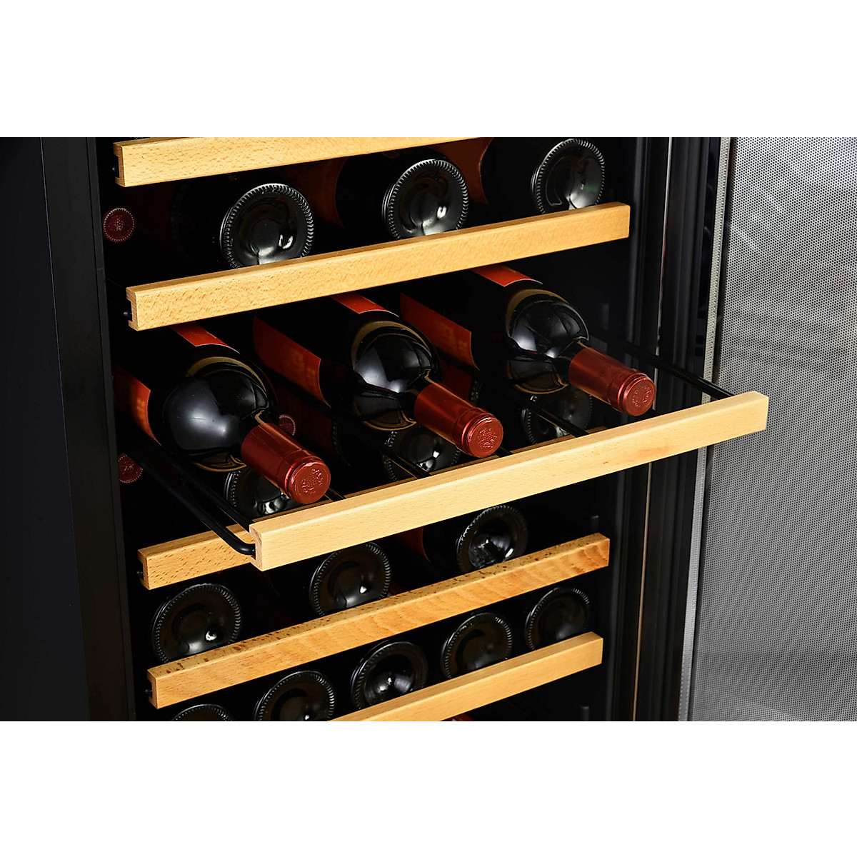 EdgeStar CWF440SZ 20 Inch Wide 44 Bottle Capacity Free Standing Wine Cooler with Reversible Door and LED Lighting