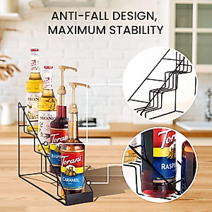 mustry Coffee Syrup Rack for Coffee Bar Accessories, Coffee Syrup Holder Fits with Torani and Monin Syrup, Coffee Bar Organizer Holds 4 Bottles, 2 Pack