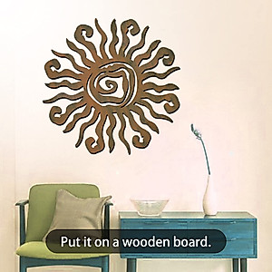 Wacky Sun Metal Wall Art Steel Out Door Decor, Metal Sun Art Wall Decor for Home, Bedroom, Living Room, Office, Garden - 18", Copper