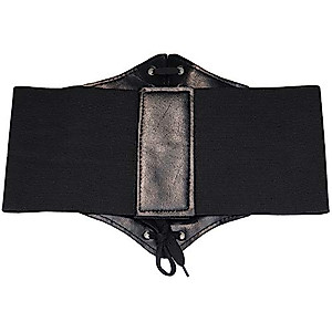 BAOKELAN Corset Belt for Women Wide Elastic Belts for Dresses Lace-up Tied Leather Waist Belts 85cm Black