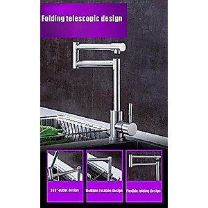 ShiSyan Y-LKUN Taps Sink Faucet Kitchen Faucet Folding Stretchable Stainless Steel Kitchen Sink Faucet Single Handle 360 ° Rotation Modern Style Brushed Nickel