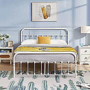 VECELO Metal Platform Bed Frame, Mattress Foundation with Headboard & Footboard,No Box Spring Needed,Full Size