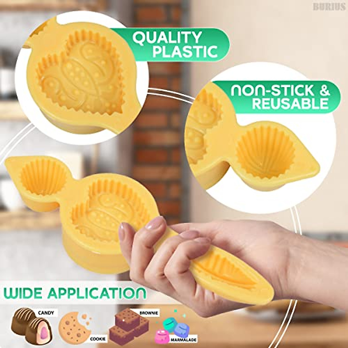 Moon Cake Mold Heart Cookie Mold - 4 Shapes Mold Maamoul Cookies Mooncake Stamp Cookies Mold - Baking Mold Press Cookie Stamp Plastic Mold Heart - Biscuit Press Nonstick Cookie Stamp And Cutter