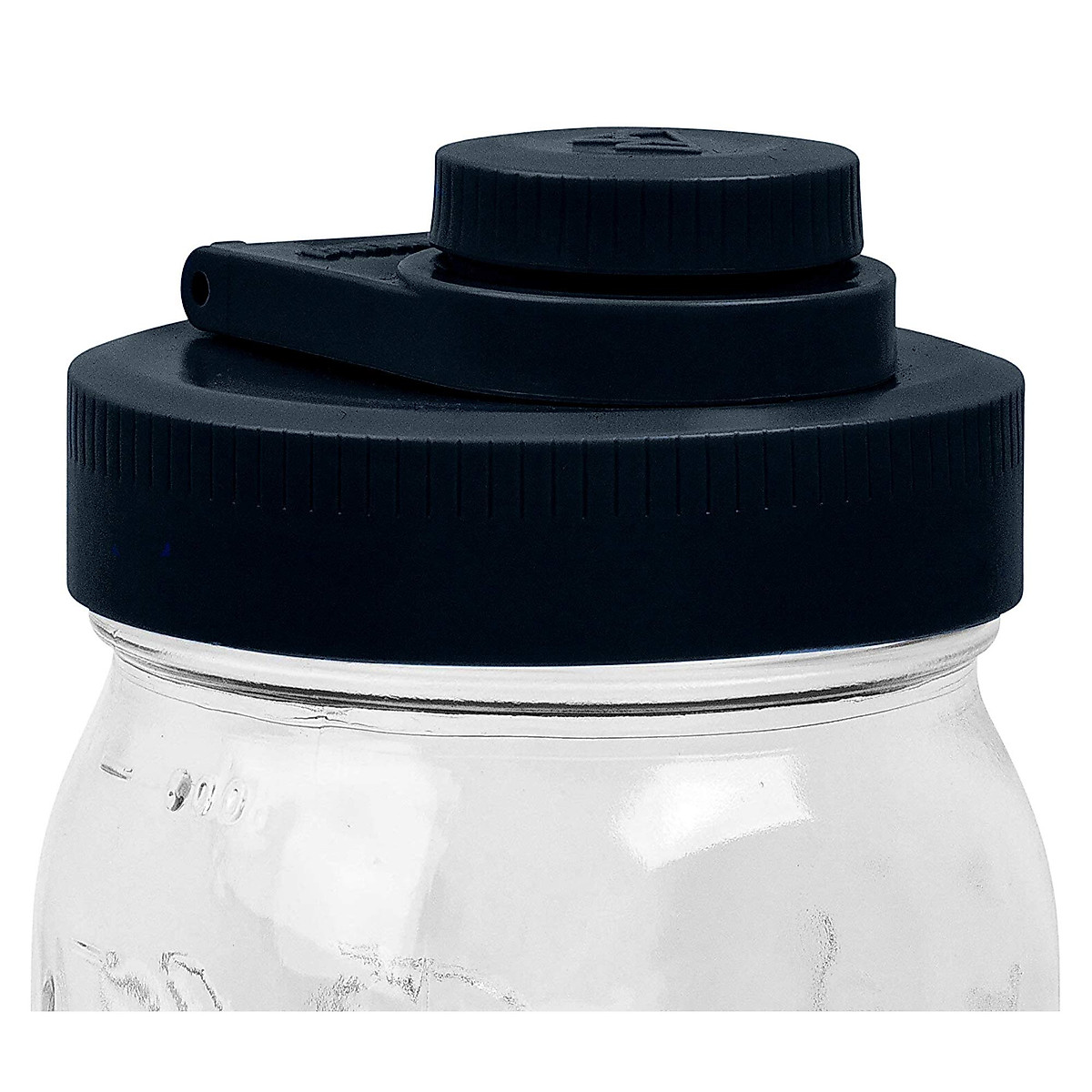 Brewing America Glass Mason Jar Pitcher with Lid - Ball Jar, 1 Quart (32 oz) with Black Wide Mouth Mason Jar Pour Lid, for Smoothie, Boba Cup, Sun Tea Jar, Cold Coffee Glass Tumbler, 1-Pack