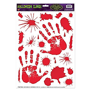 Beistle Bloody Handprint Clings, 12-Inch by 17-Inch Sheet