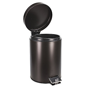 Home Basics 3 Liter Step Open Garbage Trash Can, Waste Basket Bin For Bathroom, Kitchen, Office, Bronze