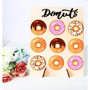 2 Pcs Donut Wooden Display Stand Donut Display Board Shop Wedding Party Decoration