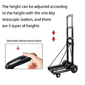 MAYQMAY Folding 4-Wheels Trolley Hand Truck Dolly 100 lbs / 45 KG Compact Luggage Cart for Travel, Moving and Office Use, Black