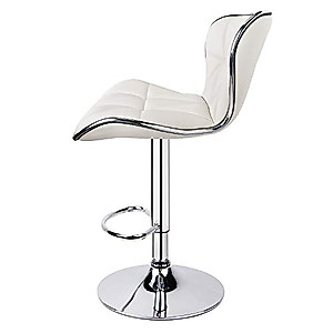 Leopard Shell Back Adjustable Swivel Bar Stools, PU Leather Padded with Back, Set of 2 (White)