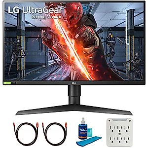 LG 27GN750-B 27 inch Ultragear FHD IPS 1ms 240Hz HDR 10 Gaming Monitor Bundle with 2X 6FT Universal 4K HDMI 2.0 Cable, Universal Screen Cleaner and 6-Outlet Surge Adapter
