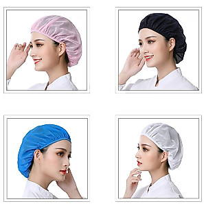 6pcs Unisex Elastic Chef Hat Kitchen Cooking Hat Food Service Hair Nets Adjustable Black Mesh Cap