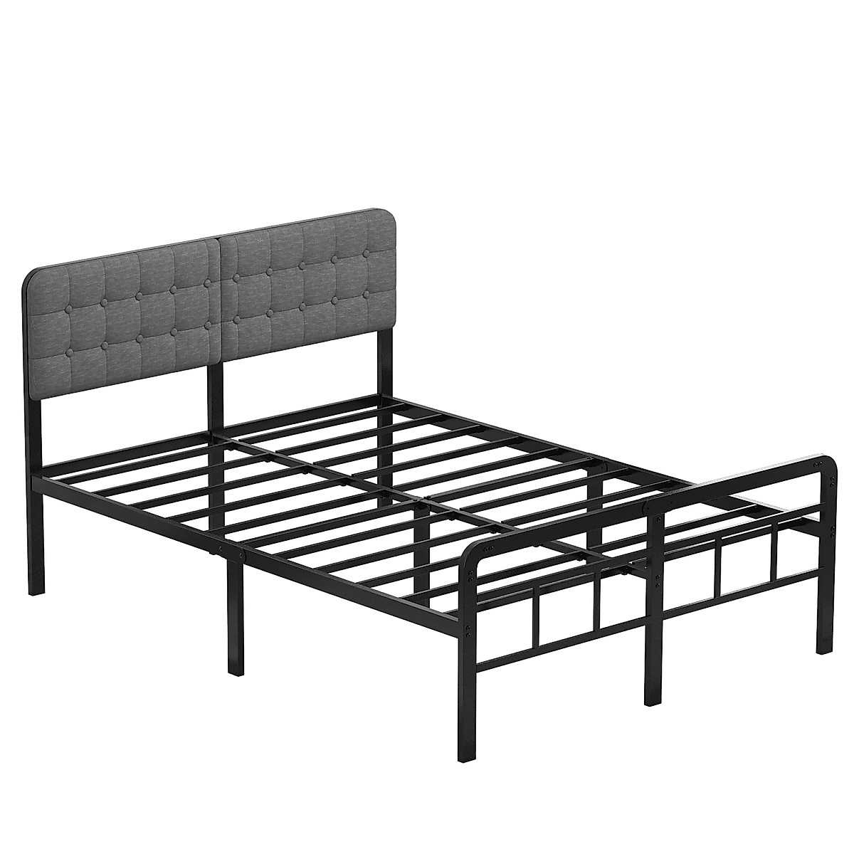 EMODA 16 Inch California King Bed Frames with Upholstered Headboard and Metal Footboard, Heavy Duty Metal Slats Support Mattress Foundation, No Box Spring Needed, Easy Assembly