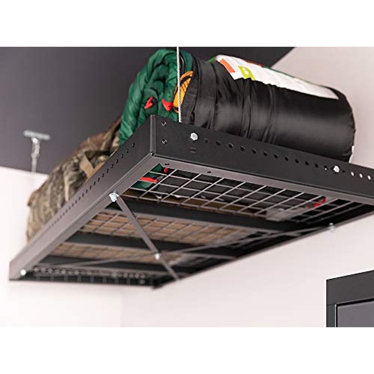 NewAge Products Inc. Pro Series Black 4 ft. x 8 ft. & 2 ft. x 8 ft. Wall Mounted Steel Shelf Set, Garage Overheads, 40408