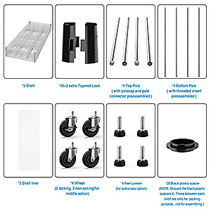 5 Tier NSF Metal Shelf Wire Shelving Unit, 7500lbs Capacity Heavy Duty Adjustable Storage Rack with Wheels & Shelf Liners for Commercial Grade Utility Steel Storage Rack , 82"H x 60"L x 24"D - Chrome