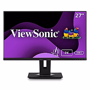 ViewSonic VG2755-2K 27 Inch IPS 1440p Monitor with USB 3.1 Type C HDMI DisplayPort and 40 Degree & Nulaxy Laptop Stand, Ergonomic Aluminum Laptop Computer Stand, Detachable Laptop Riser