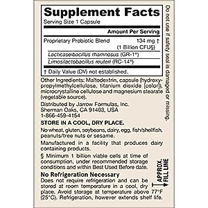 Jarrow Formulas Fem-Dophilus Probiotics 1 Billion CFU With 2 Clinically Effective Strains, Dietary Supplement for Vaginal Health and Urinary Tract Health, 30 Veggie Capsules, 30 Day Supply