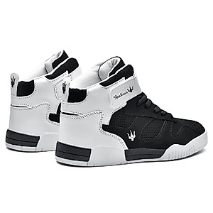 KUXIE Shoes Men's High Top Fashion Sneakers Outdoor Casual Sports Shoes Training Leather Shoes Mens Flats (M729-black, 9, Numeric_9)