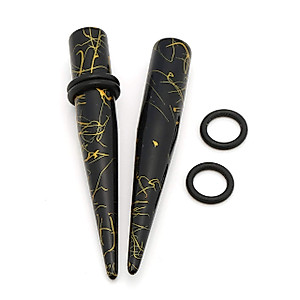 BOPREINA 28PCS Ear Stretching Kit Acrylic Tapers and Plugs O-Ring Gauges Expander Set Body Piercing Jewelry 14G-3/4