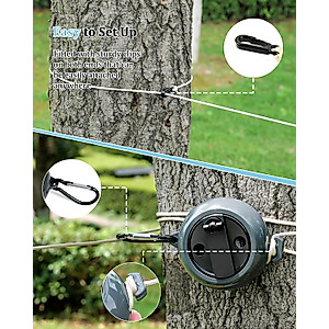 Portable Travel Clothesline, 32.8ft Retractable Clothesline, Camping Clothes Line with 20 Clothespins & 10 Stoppers, Clothes Lines for Hanging Clothes Outside, Indoor or Outdoor (Grey-Black)