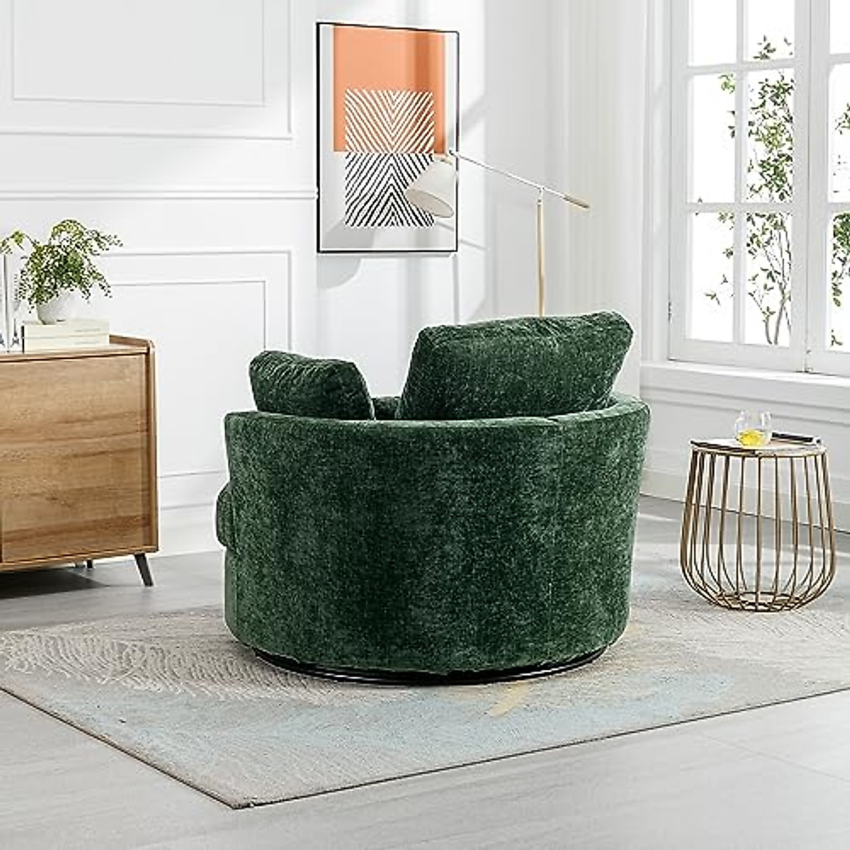 Oversized Swivel Accent Barrel Chair with Storage Bench Large Ottoman+4 Pillows,Comfy Upholstered 360 Recliner Sofa Club Chaise Leisure Round Loveseat Lounge Armchair for Living Room/Hotel/Nursery