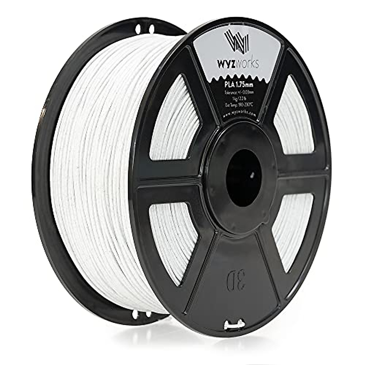WYZworks PLA 1.75mm [ Marble White ] Premium Thermoplastic Polylactic Acid 3D Printer Filament - Dimensional Accuracy +/- 0.05mm 1kg / 2.2lb + [ Multiple Color Options Available ]
