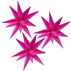 CYMYLAR 3pcs 26inch babe pink Star foil balloons.babe Explosion Star burst star balloon-Spike cone balloon for birthday party decorations,wedding,Bachelor party