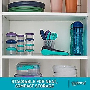 Sistema To Go Collection Mini Bites Small Food Storage Containers, 4.39 oz./130 mL, Pink/Green/Blue, 3 Count