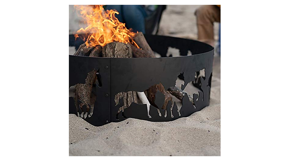 Blue Sky 36" Round Fire Ring with Horse Design