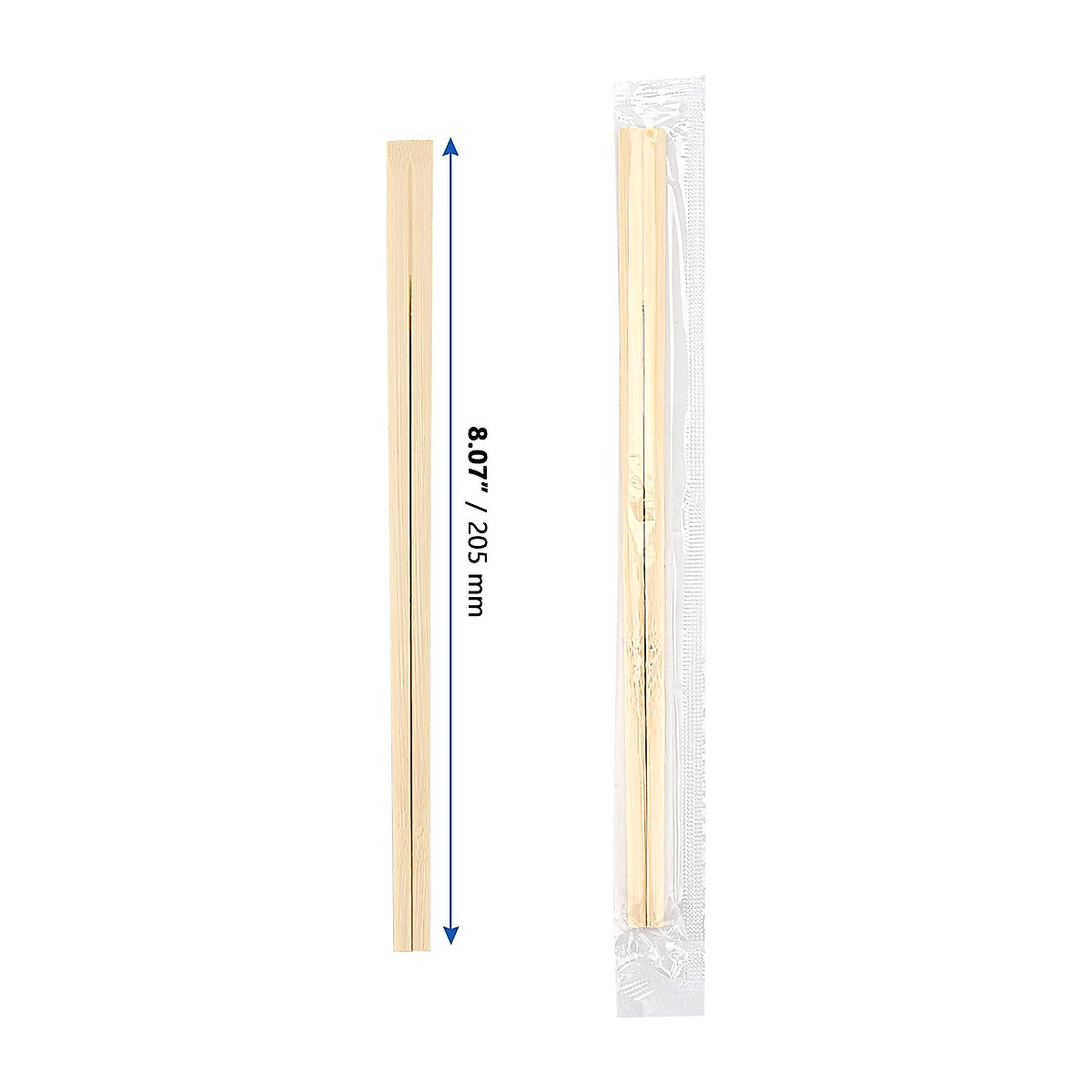 MANCHAP 500 Pairs 8 Inch Chopsticks, 20cm Individually Clear Packaged Bamboo Chopsticks, Chinese Chop sticks Natural Bamboo Chopstick Bulk for Eating, Catering, Takeaway